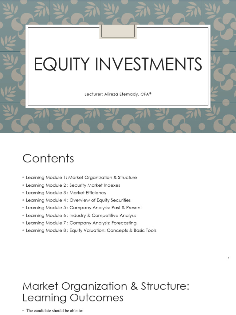 Equity Investments Slides 2024 Full | PDF | Short (Finance) | Investment Fund