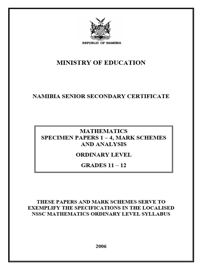 NSSCO Specimen Math Apr2006 | PDF | Significant Figures | Logarithm