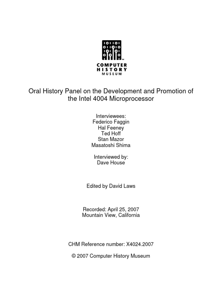 Oral History Panel On The Development and Promotion of The Intel 4004 Microprocessor | Download ...