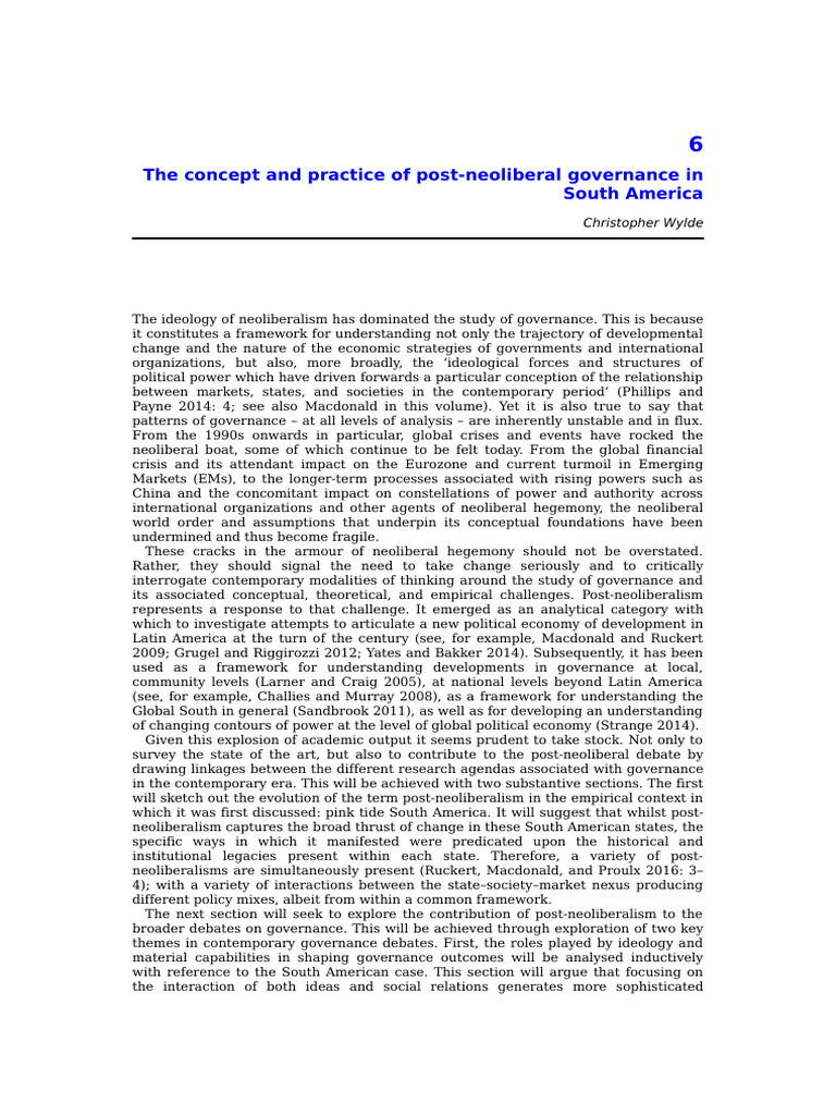 (Book Chapter) The Conept and Practice of Post-Neoliberal Governance in ...