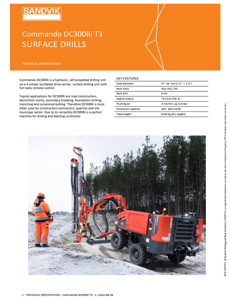 Dc300Ri t3 Specification Sheet English | PDF | Drilling | Drill