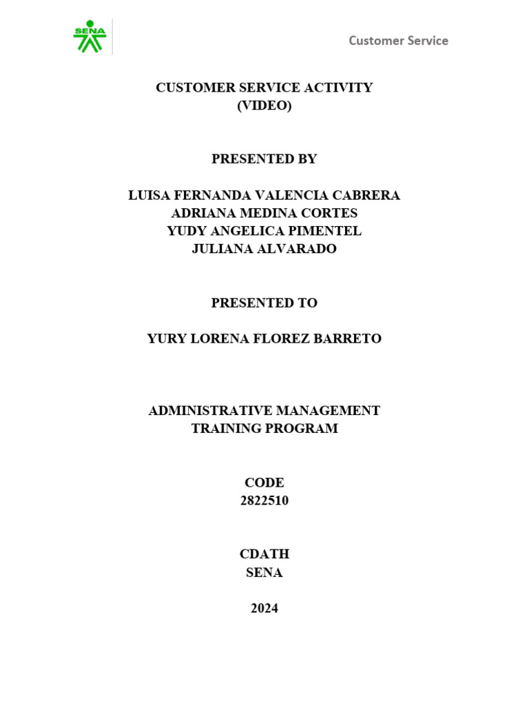 Customer Service Activity | PDF