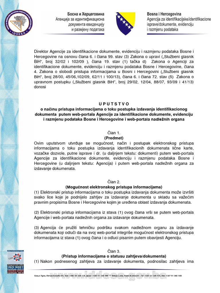 Uputstvo ProvStatZaht EServis Bos | PDF