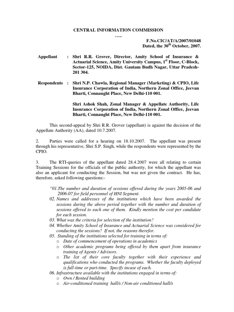 Amity University Campus The RTI-queries | PDF | Justice | Crime & Violence