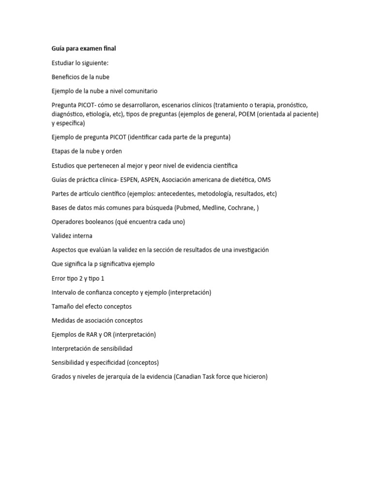 Guía de Estudio para Examen Final | PDF | Crecimiento personal y ...