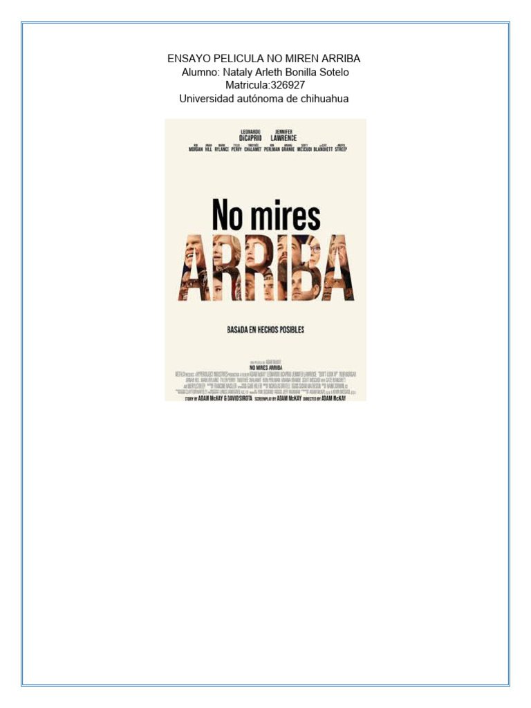 Ensayo Pelicula No Miren Arriba | PDF | Meteorito