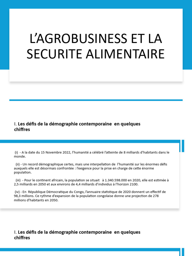 Agrobusiness et sécurité alimentaire en Afrique | PDF | Agriculture ...