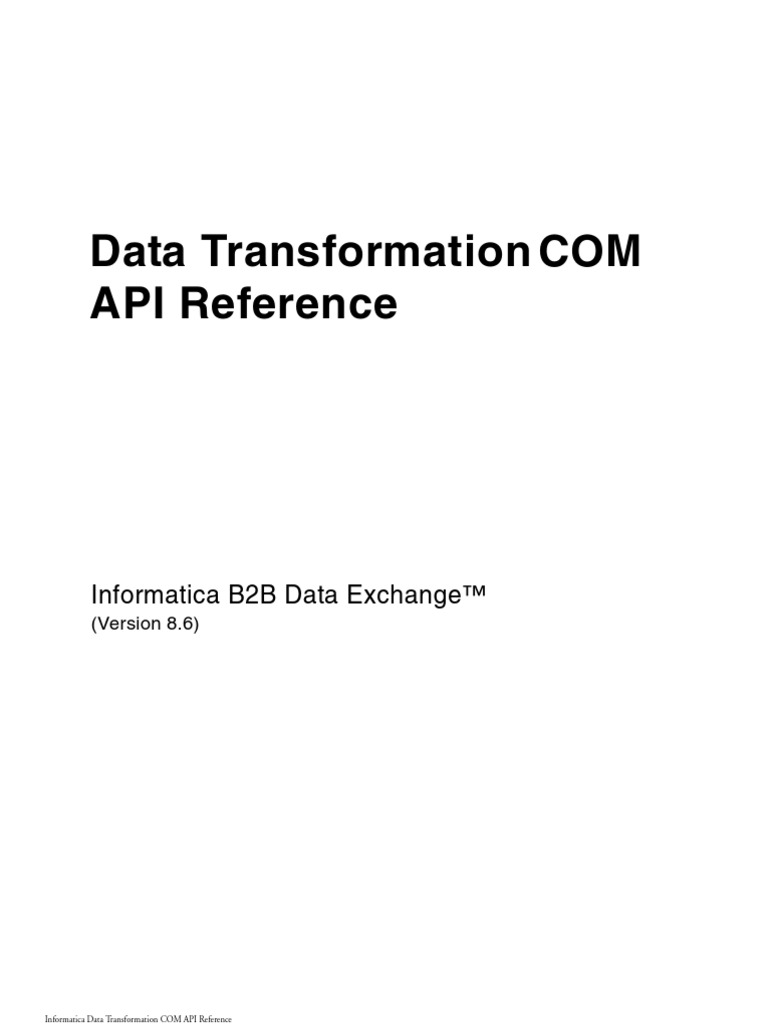 Data Transformation COM API Reference: Informatica B2B Data Exchange ...