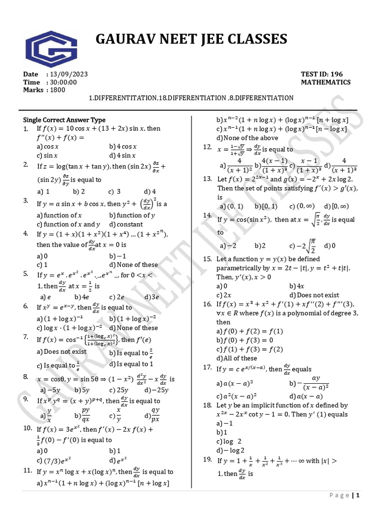 Differentiation 300 | PDF | Functions And Mappings | Calculus