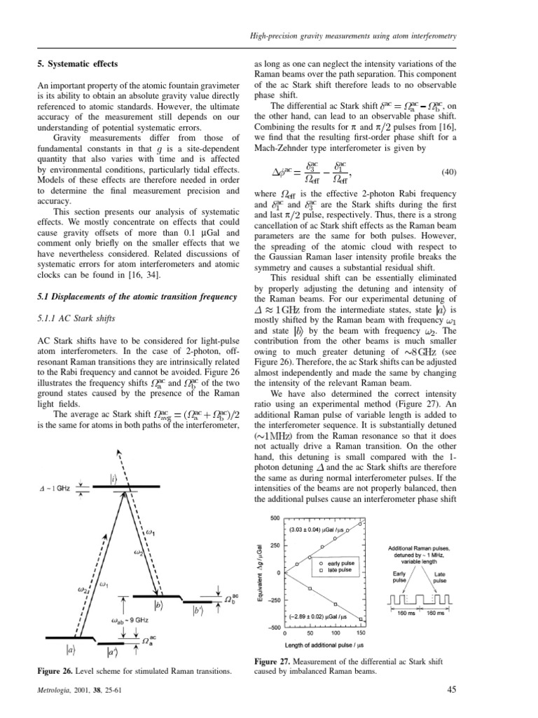 2 High Precision Gravity Measurements Using Atom Interferometry Pdf Interferometry Raman