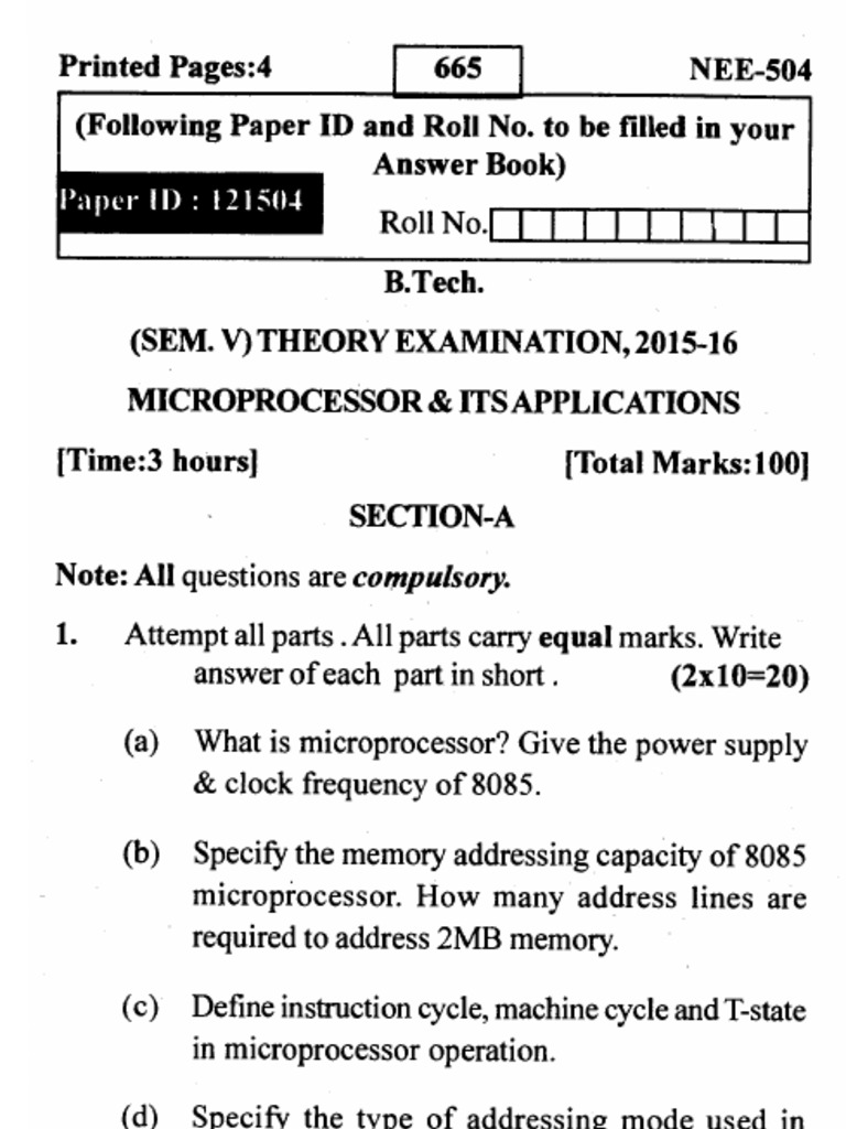 Microprocessor Paper 15-16 | PDF
