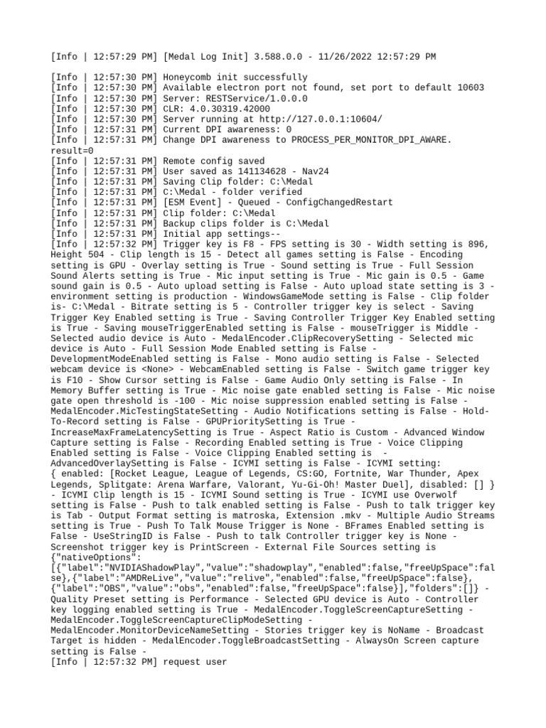 Medal App Configuration Log Details | PDF | Computing | Software