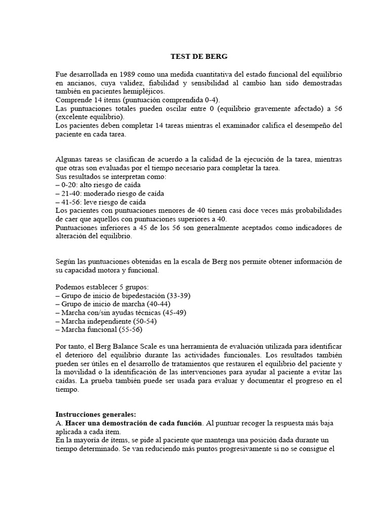 Test de Berg | PDF | Bipedalismo