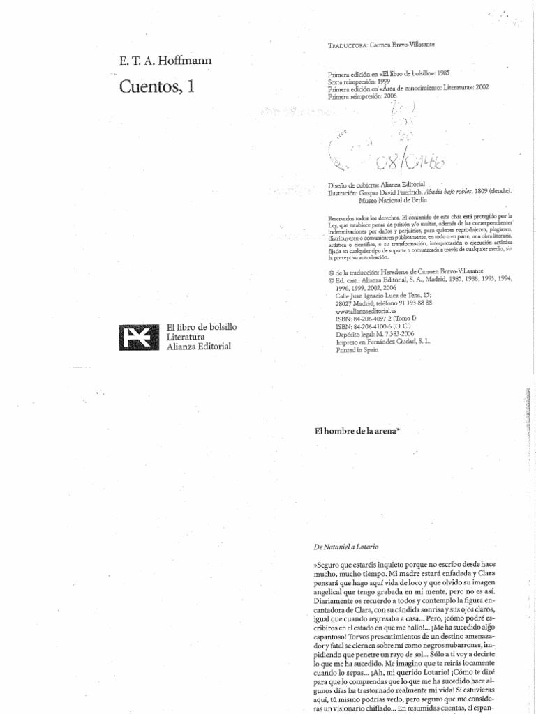 El hombre de la arena (E.T.A. Hoffmann) | PDF