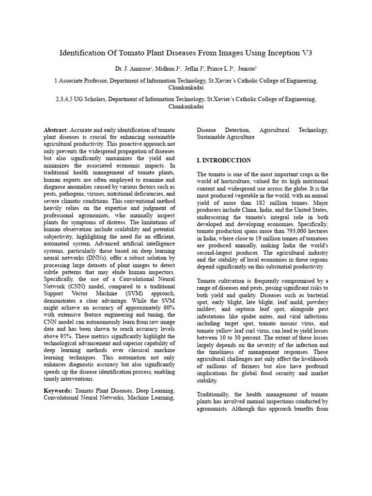Identification of Tomato Plant Diseases From Images Using The Deep ...