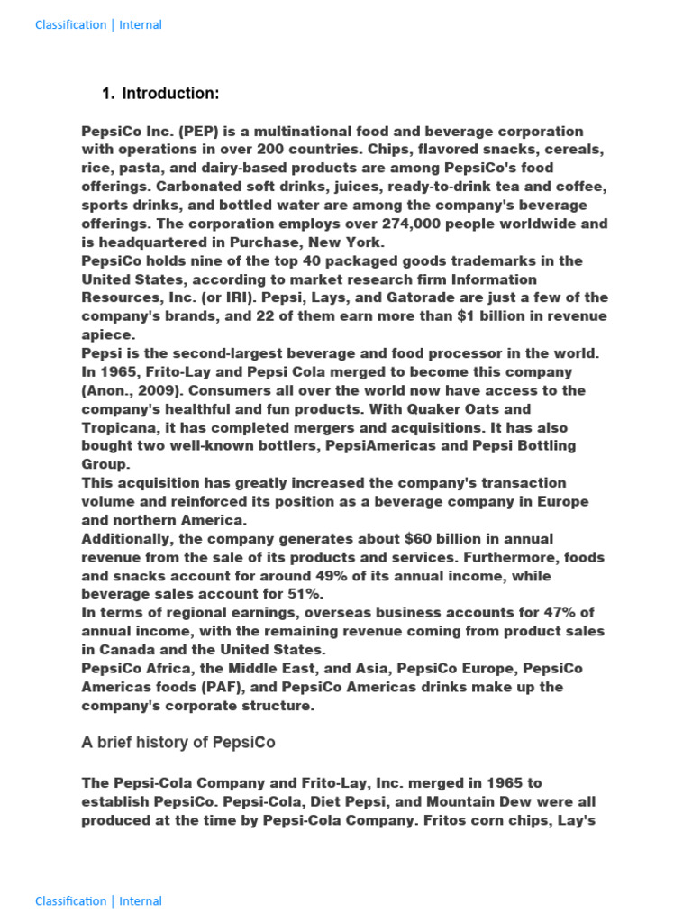 Pepsi | PDF | Pepsi Co | Business