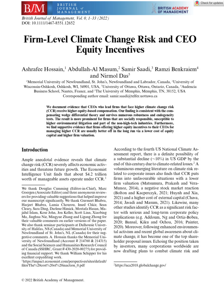 Article 1 | PDF | Incentive | Risk