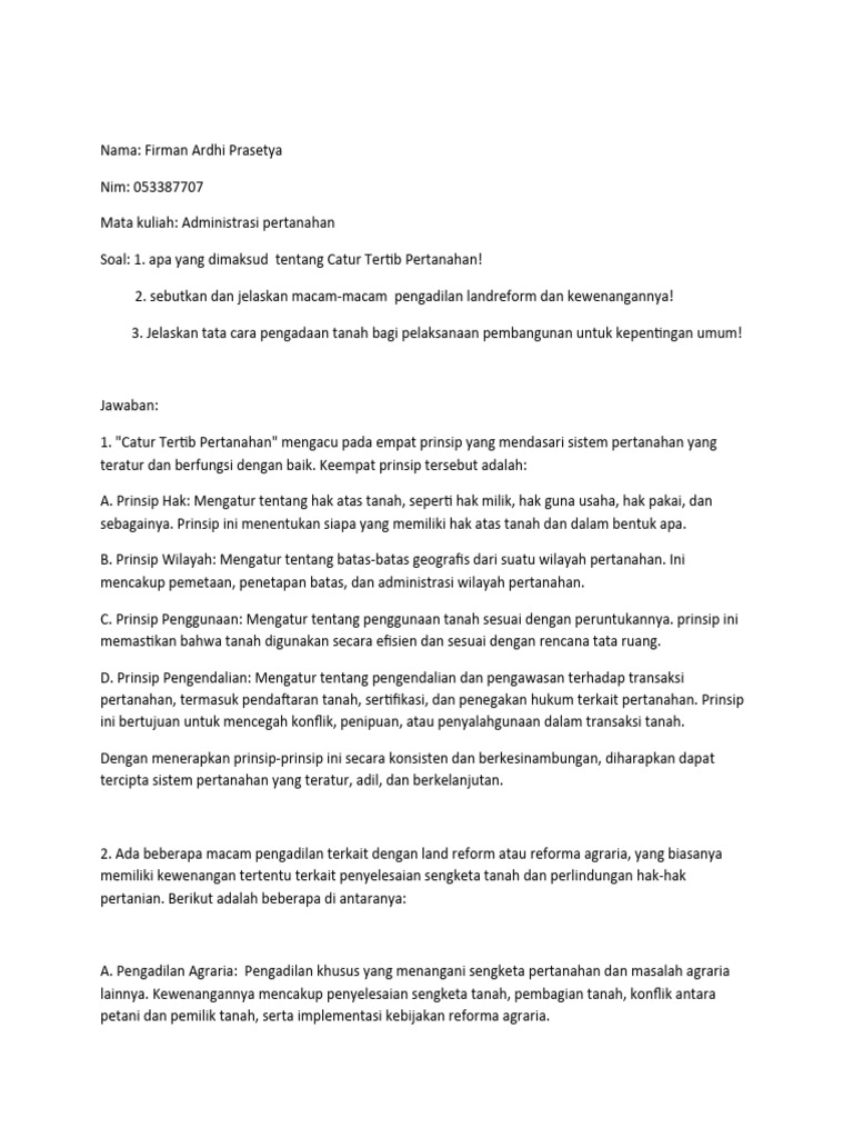 Tugas 2 Administrasi Pertanahan | PDF