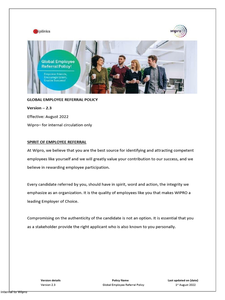 Global Employee Referral Policy Overview | PDF | Payroll Tax | Employment