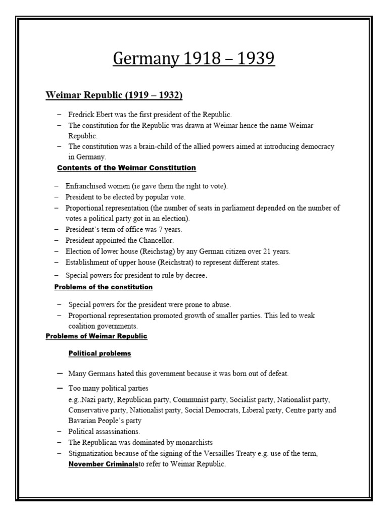 Topic 8 Nazism in Germany | PDF | Nazi Germany | Weimar Republic