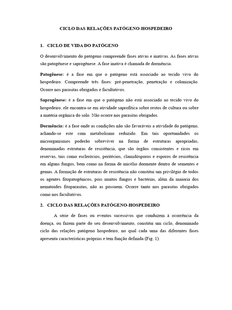 Ciclo Patógeno-Hospedeiro em Doenças | PDF | Patógeno | Nematoda