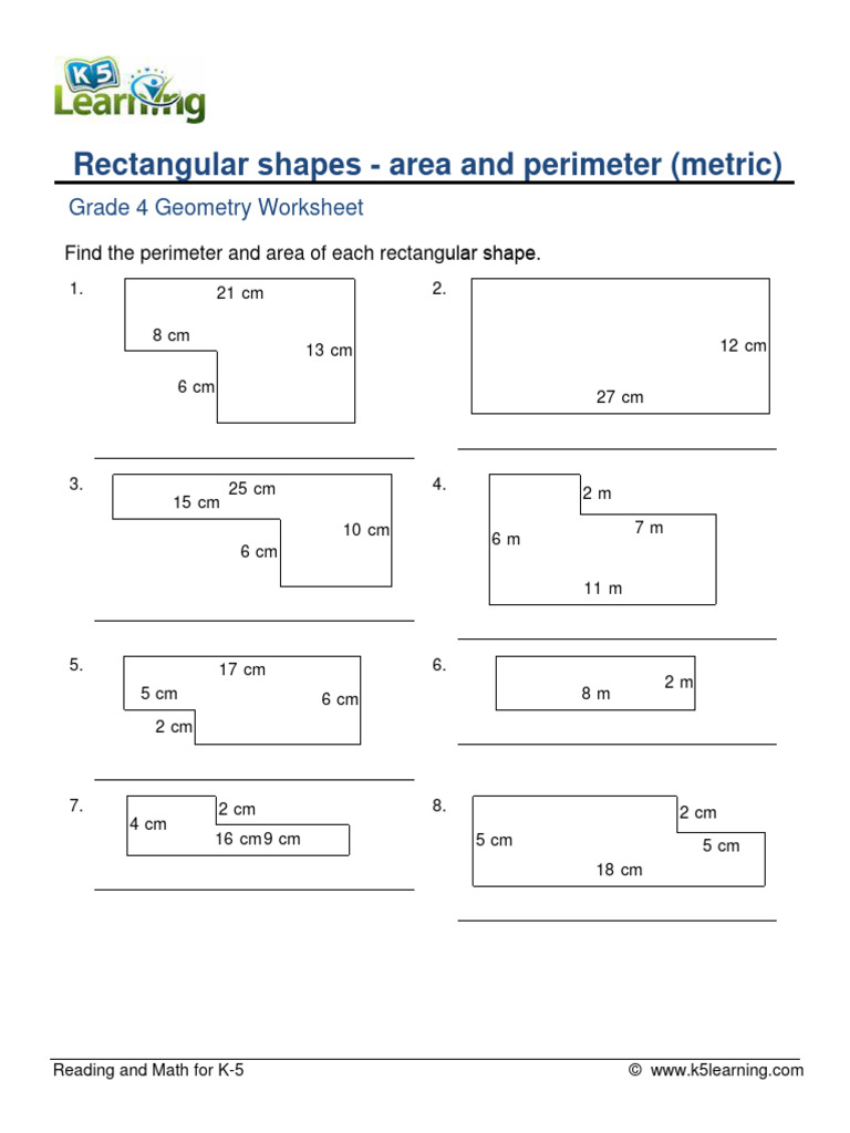 Grade 4 Geometry Rectangular Shapes Area Perimeter F | PDF | Area ...