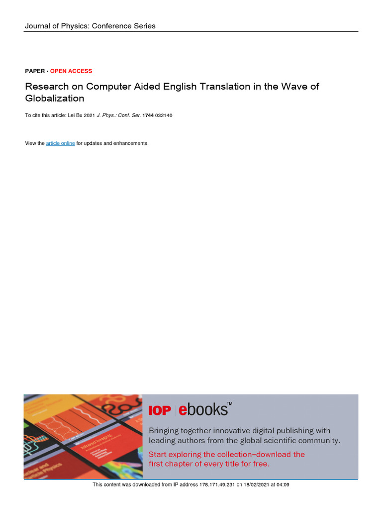 Research On Computer Aided English Translation In Pdf Translations Cloud Computing 