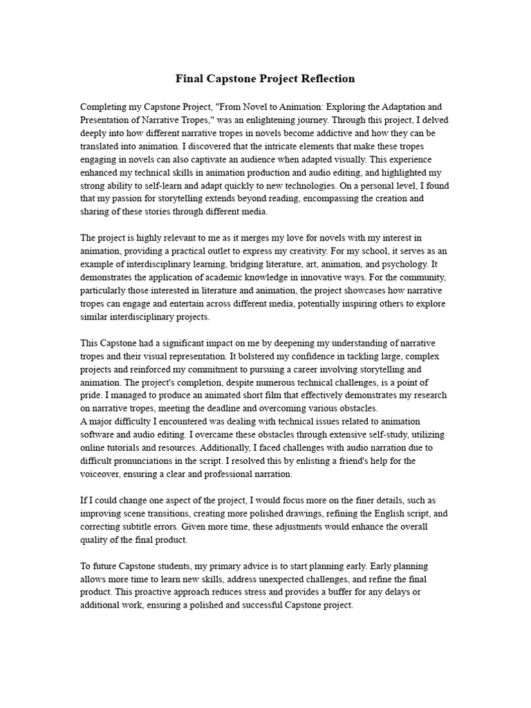 Final Capstone Project Reflection | PDF | Narrative | Storytelling