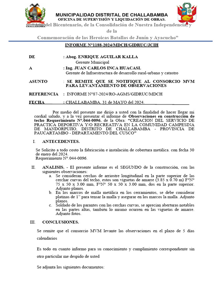 Informe Señora Monica Observaciones | PDF