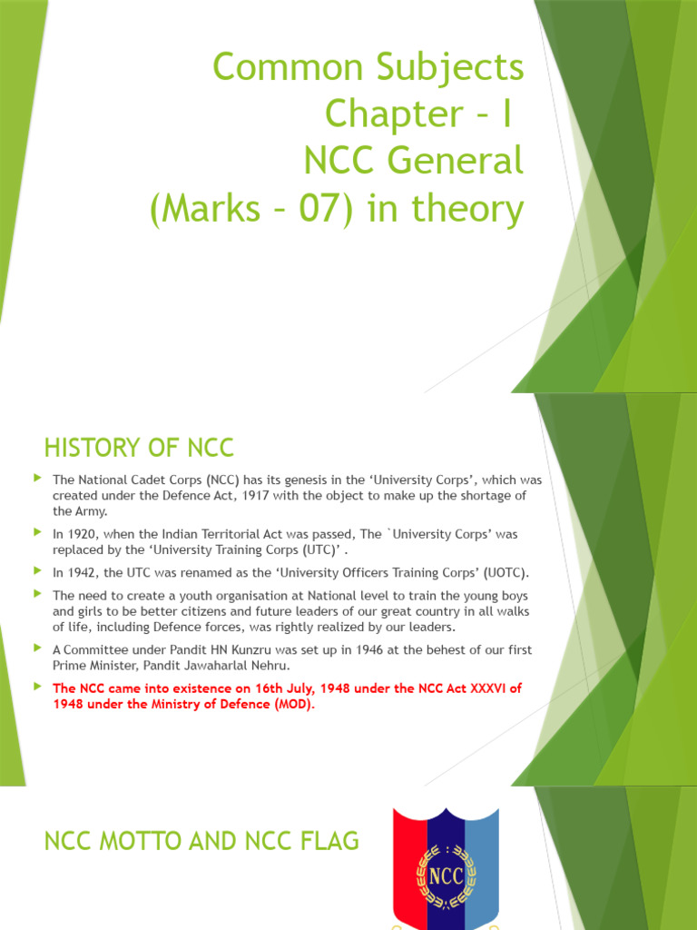 NCC General Ppt1 | Download Free PDF | Commodore (Rank) | Military Rank