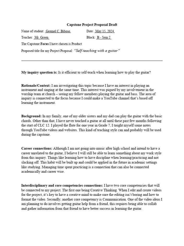 Self-Teaching Guitar: Capstone Proposal | PDF | Learning | Guitars