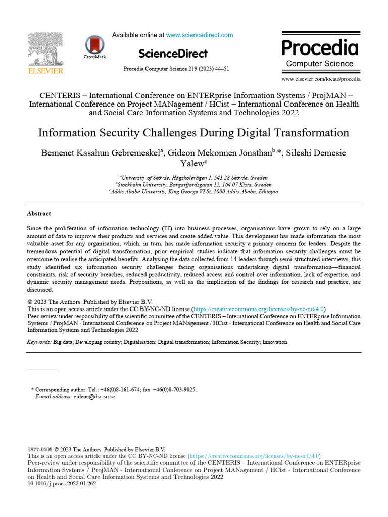 Information Security Challenges During Digital Transformation | PDF | Information Security ...
