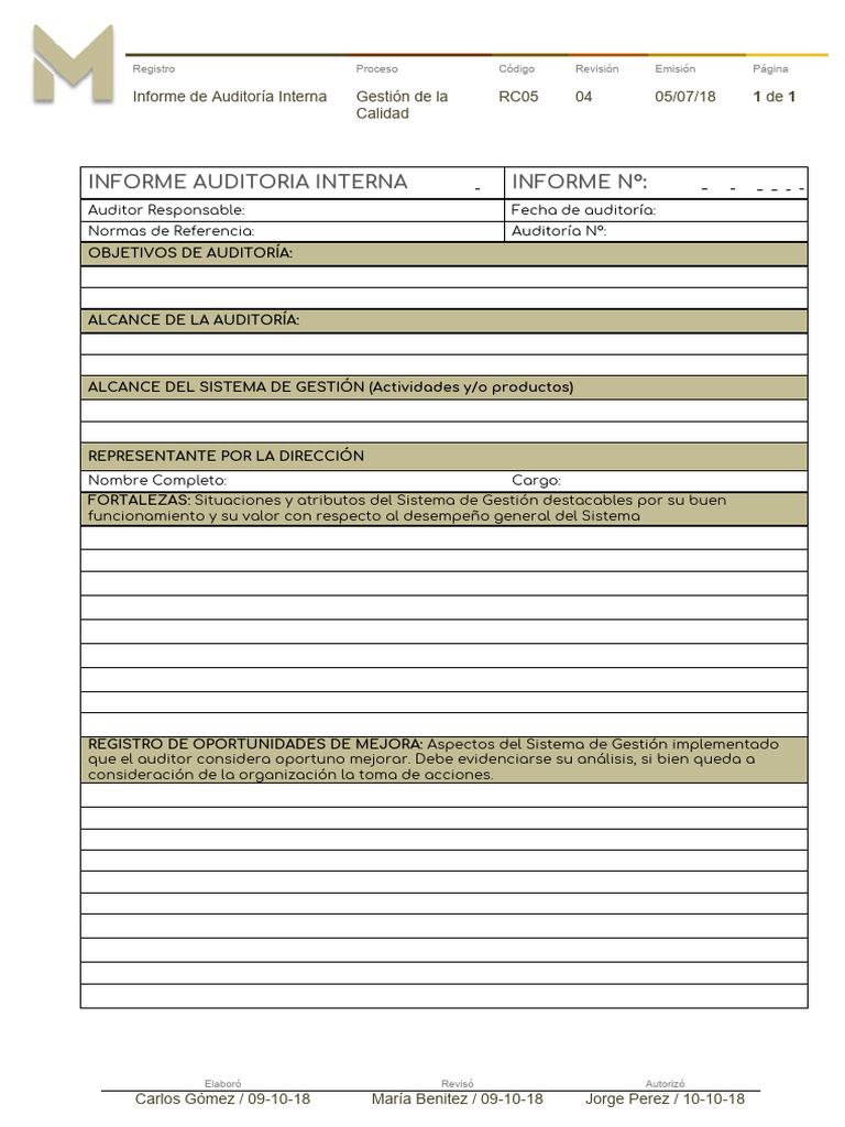 Modelo Editable Registro de Auditoría Interna | Descargar gratis PDF | Auditoría | Contralor