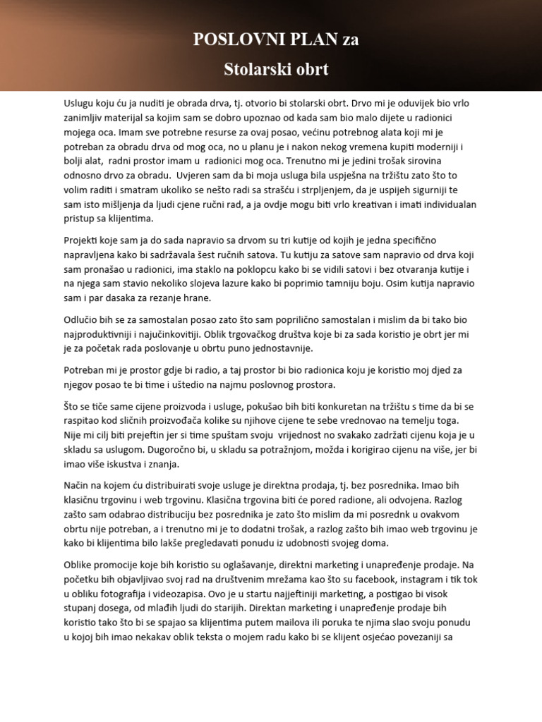 Poslovni Plan Jan | PDF