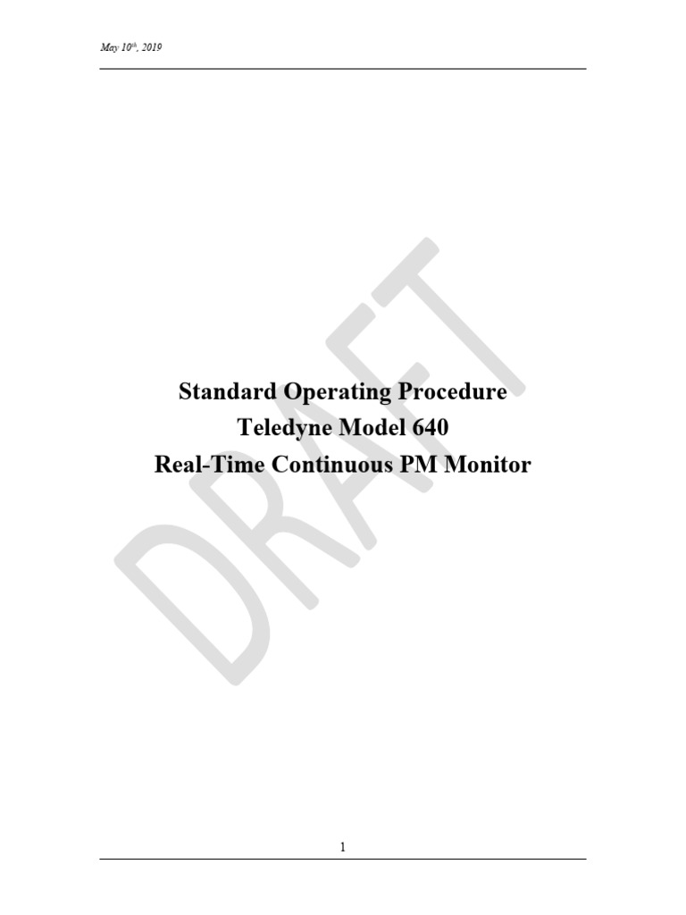 Teledyne Api t640 Sop - 051019 | PDF | Flow Measurement | Particulates