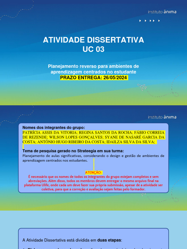 Atividade Dissertativa UC3 | PDF | Pedagogia | Aprendizado