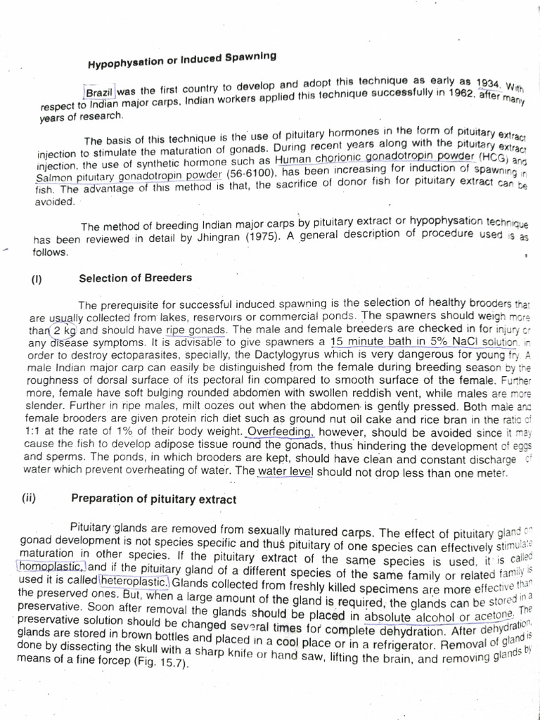 Induced Spawning | PDF | Animal Anatomy | Endocrine System