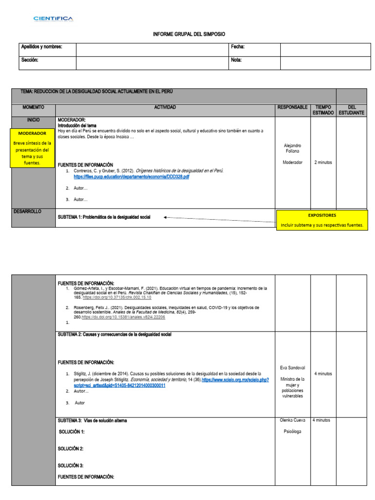 Modelo de Informe Grupal Del Simposio 2024 | PDF | Desigualdad social | Discriminación y ...
