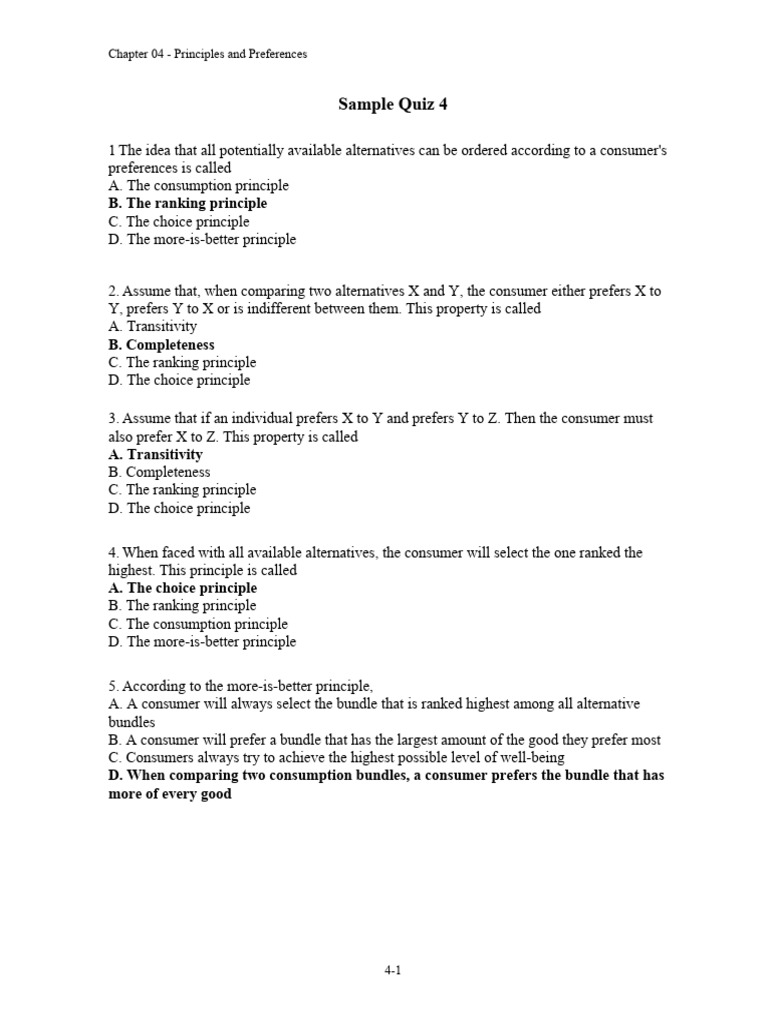 Quiz 4 | PDF | Utility | Economic Theories