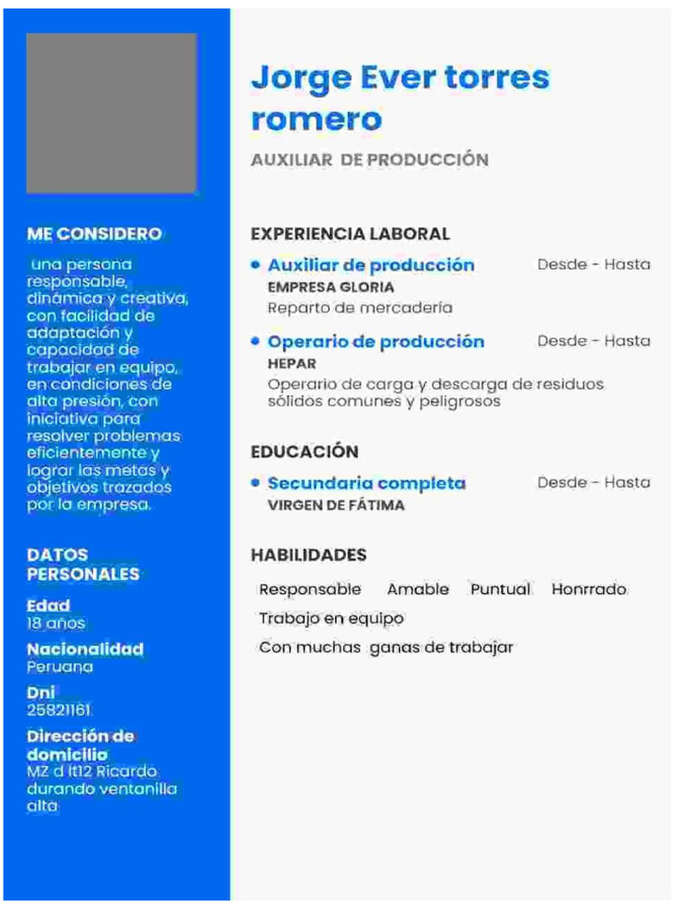 CV Torres Romero Jorge Ever | PDF