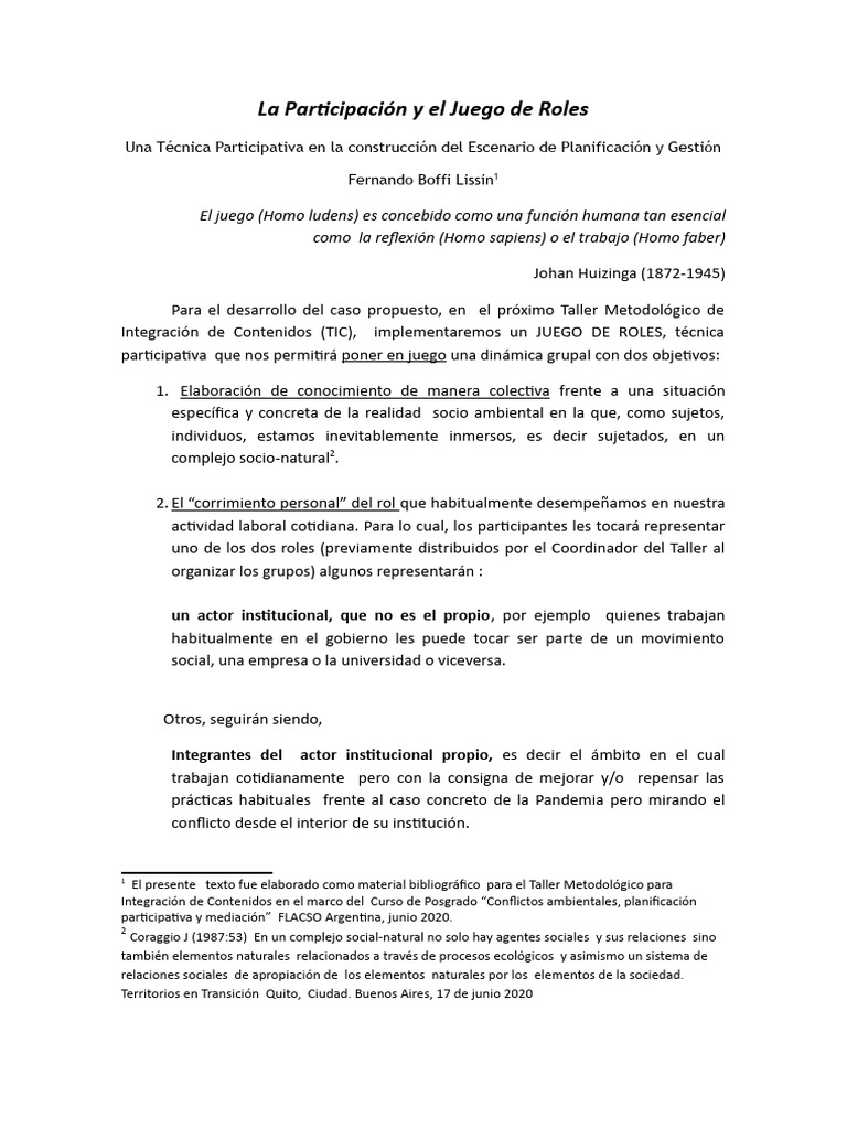 La Participación Y El Juego De Roles Pdf Educación En Artes Liberales 