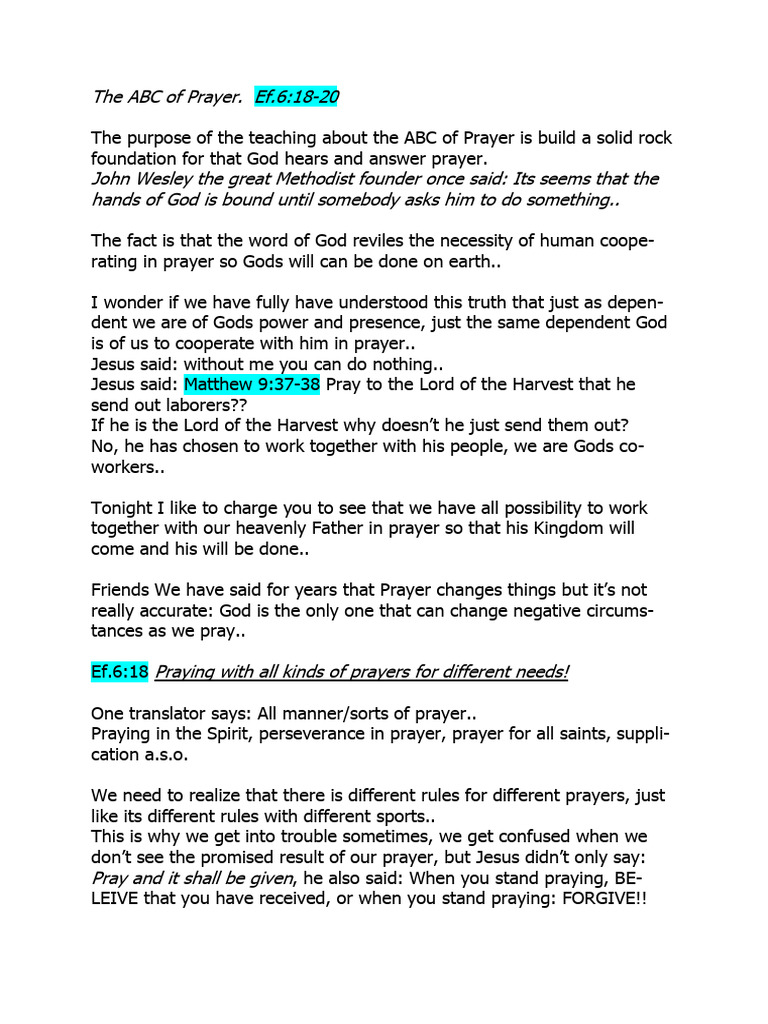 The ABC of Prayer | PDF | Prayer | God