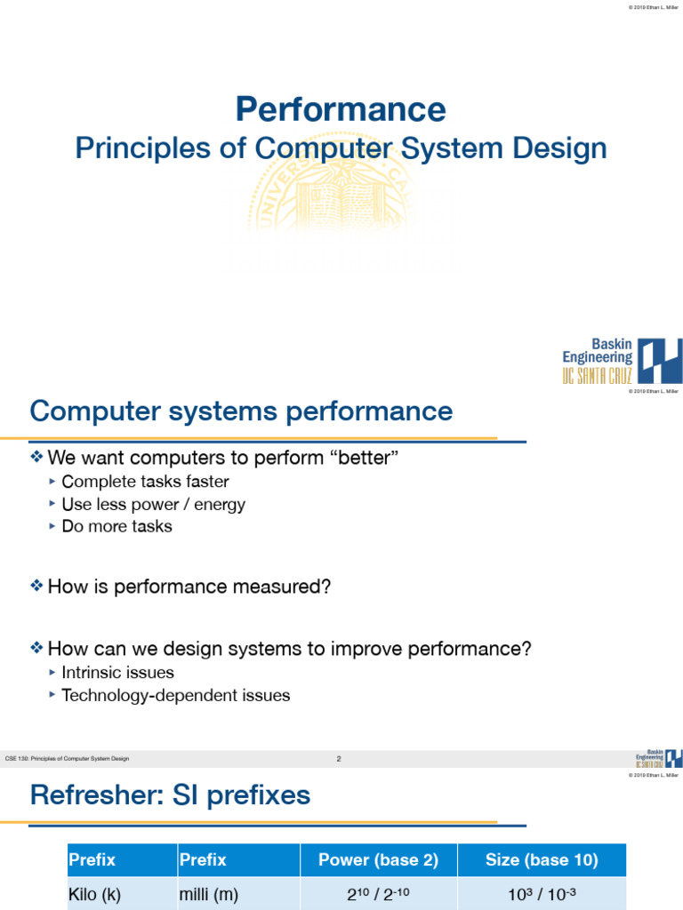 07performance Cse130 Fa19 KV | PDF | Computer Architecture | Computer Science