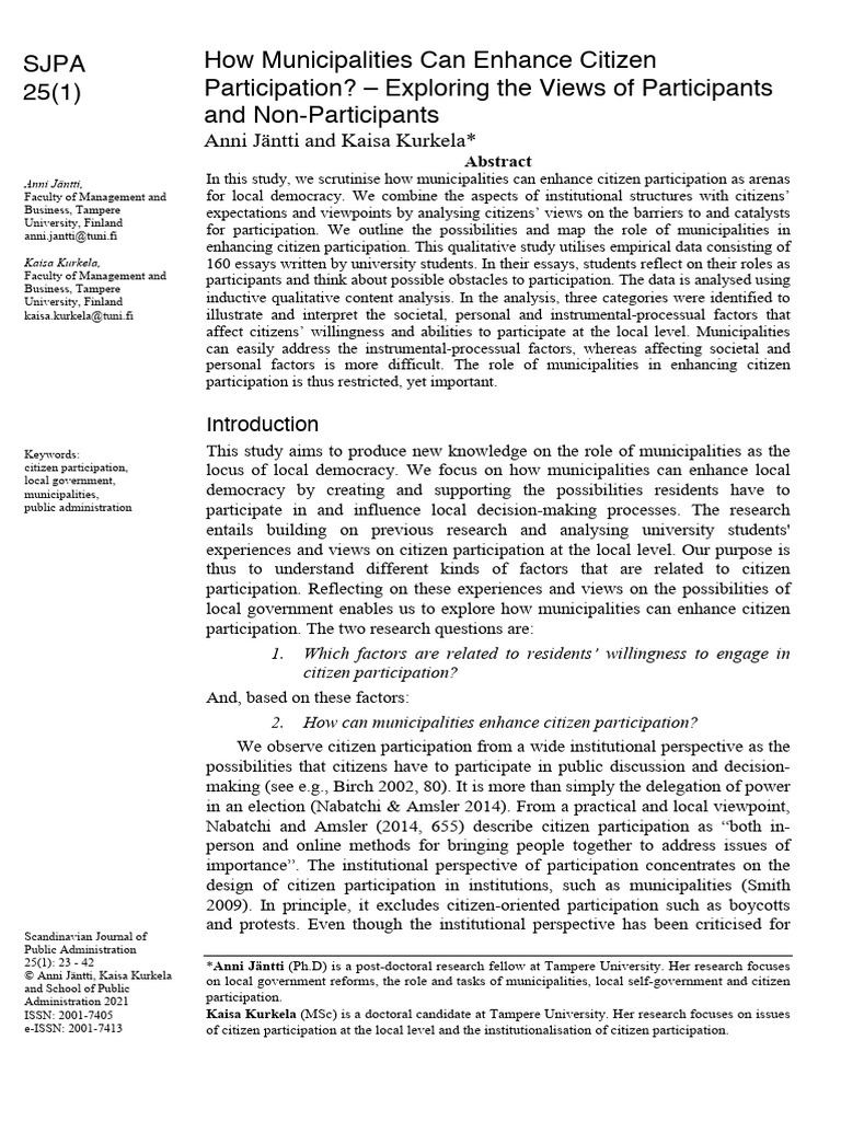 Youth Perspectives on Municipal Engagement | PDF | Public Participation ...