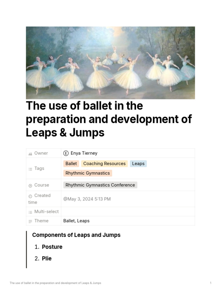 The Use of Ballet in The Preparation and Development of Leaps & Jumps ...