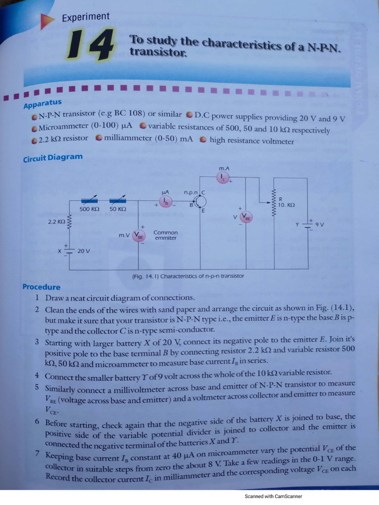 Charateristic Curve of NPN Transistor | PDF