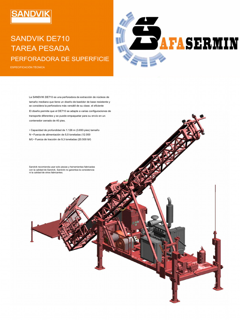 FICHA TECNICA - DE710 - Superficie | PDF | Camión | Perforación