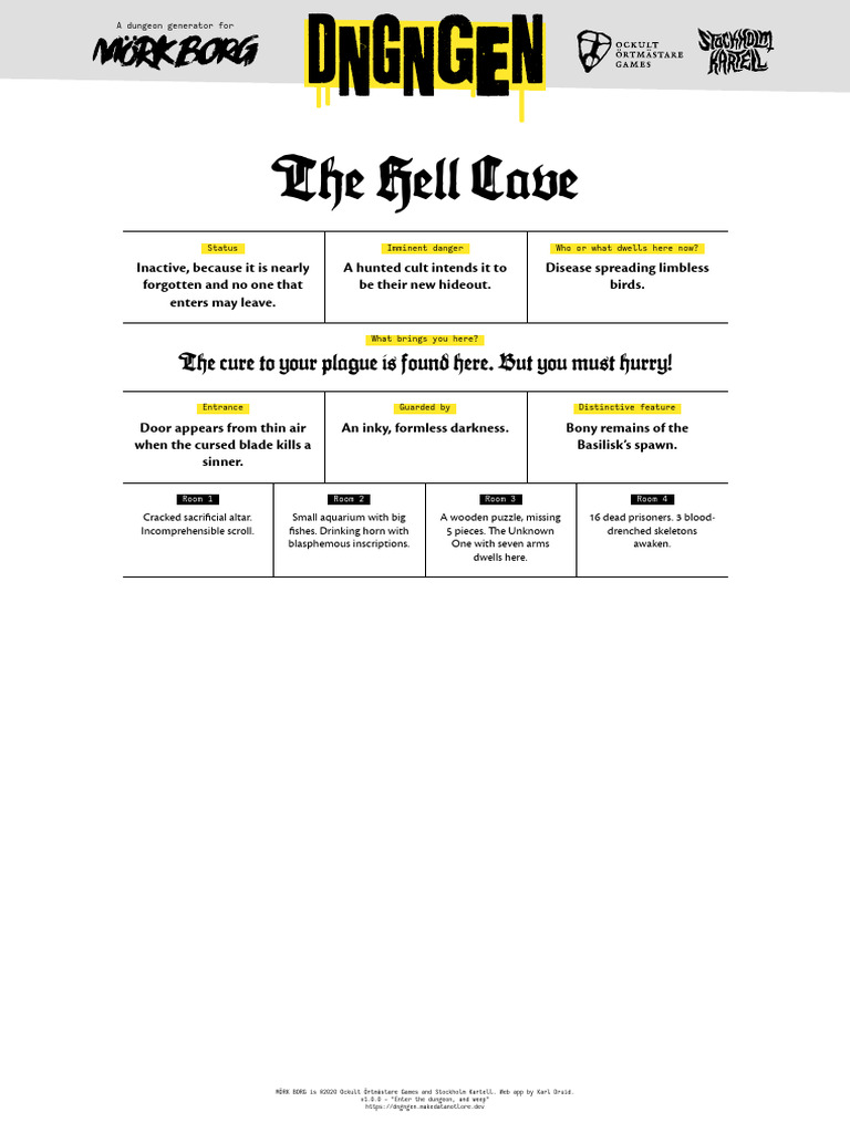 Hell Cave Dungeon Overview | PDF