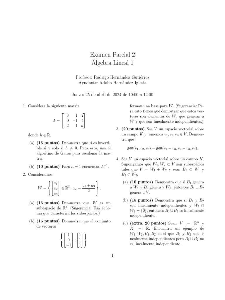 Al1 Ep2 | PDF | Espacio vectorial | Mapa lineal