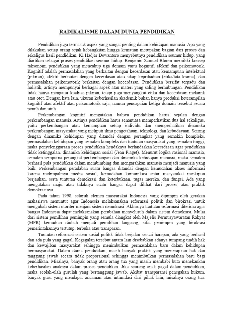 RADIKALISME DALAM DUNIA PENDIDIKAN (SELESAI) - Salin | PDF
